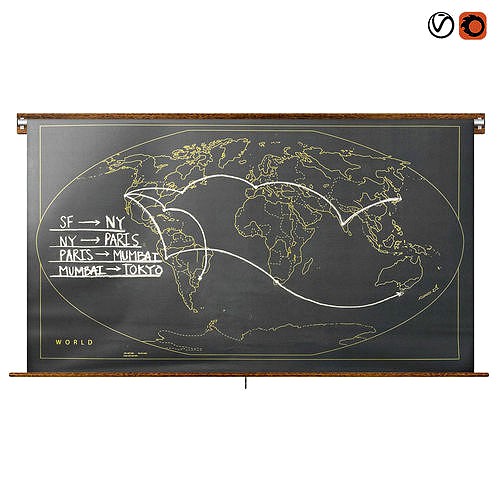 Restoration Hardware Military Chalkboard World Map 3d model