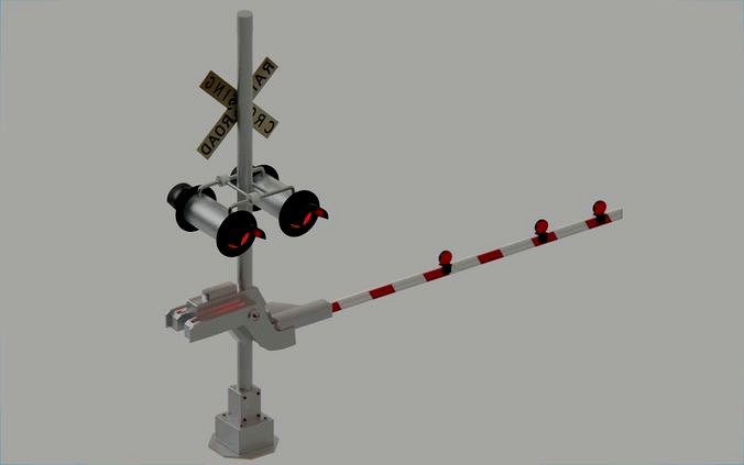 Level crossing - Railroad crossing with lights US Railway 3d model