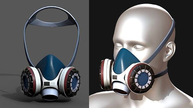 Gas mask respirator military combat 3d model low poly