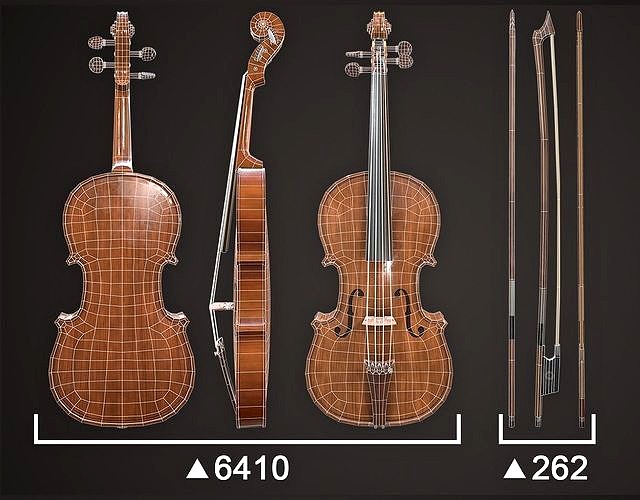 Violin Game ready 3d model
