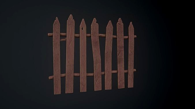 Stylized wood fence 3d model