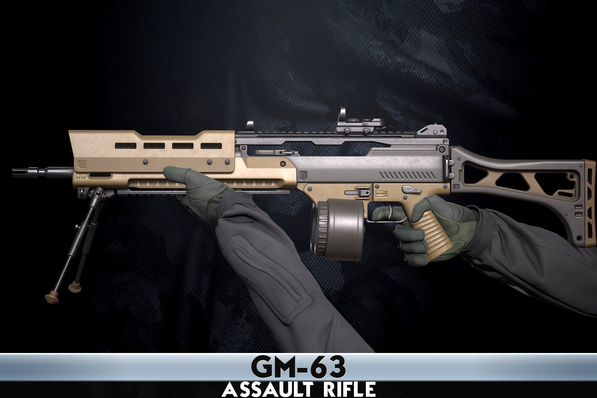 GM-63 Assault Rifle With Hands 3d model