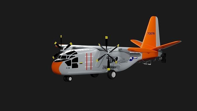 Hiller X-18 - Tiltwing Experimental Aircraft 3d model