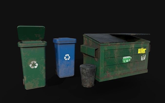 Dustbin and Dumpster Trash 3d model