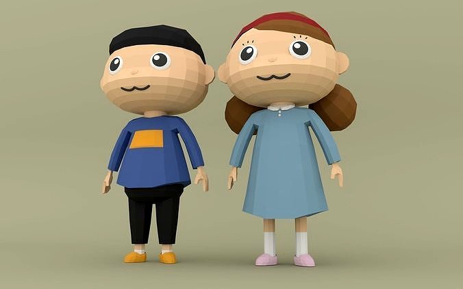 Low poly Cartoon character Child 3d model