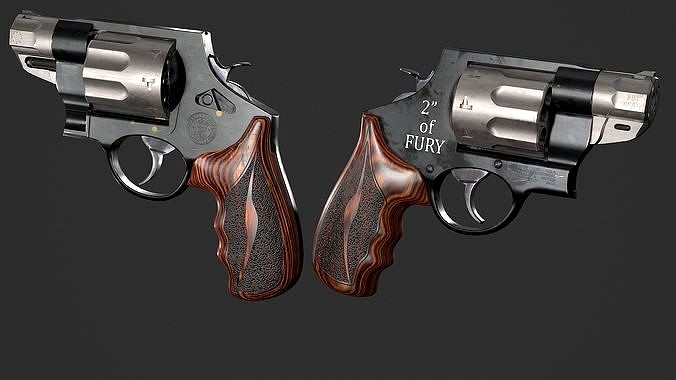 Game ready Smith and Wesson MODEL 327 Handgun Low-poly 3D model