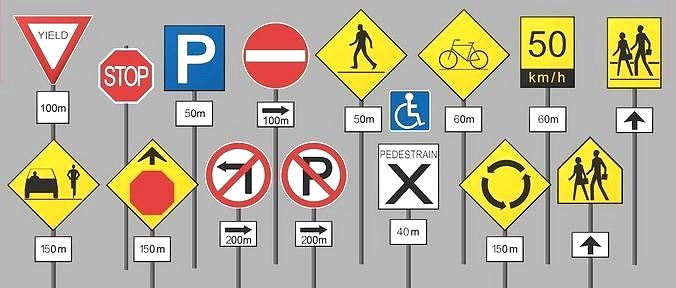 Road Signs Standard materials 3d model