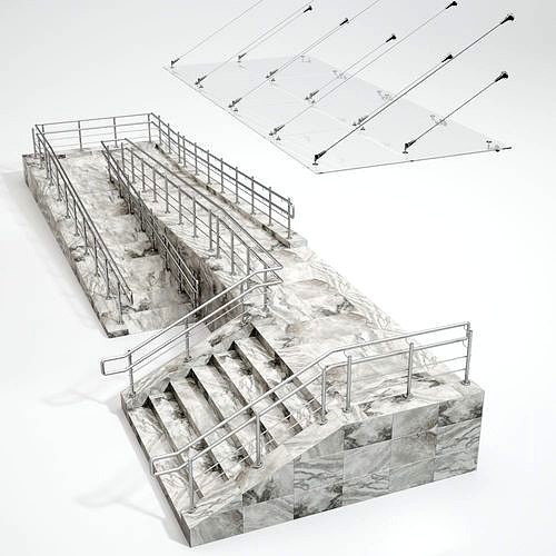 Entrance stair with ramp 3d model