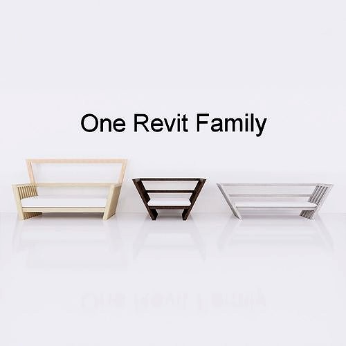 Wooden bench - Full parametric Revit Family 3d model