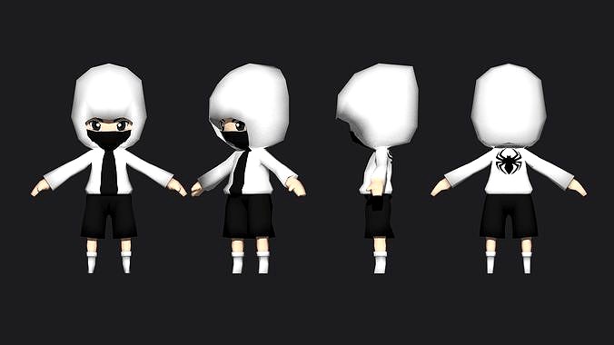 LOW POLY CHIBI HOODY CHARACTER 3d model