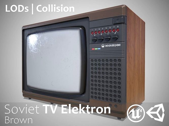 Retro Soviet TV Elektron Brown - Updated for 2021 3d model