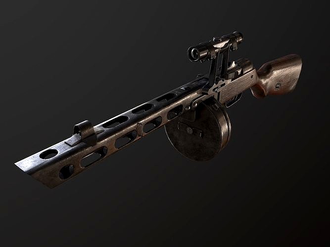 PPSh-41 with scope USSR Machine gun WW2 PBR 3d model
