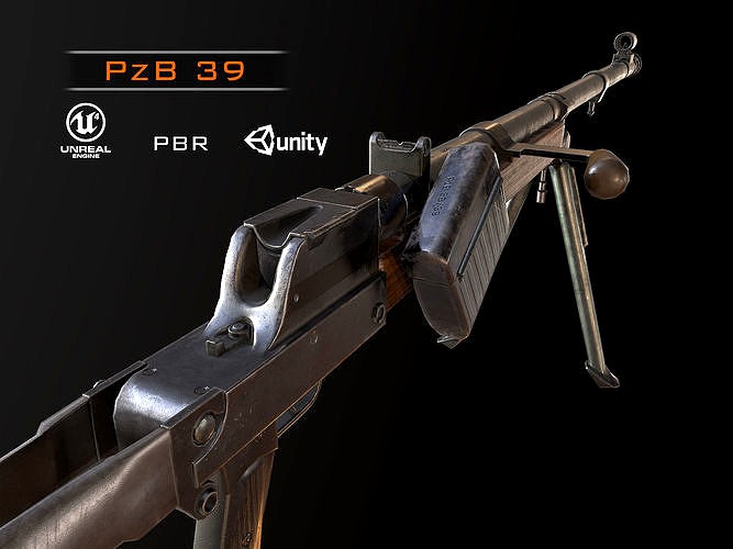 PzB-39 German ww2 anti-tank rifle pbr 3d model