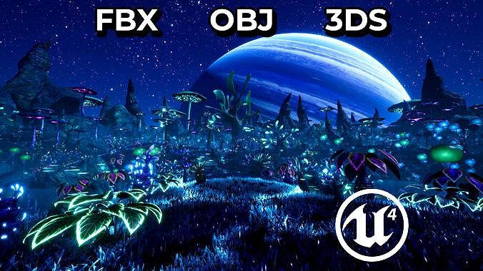 Alien Planet Fantasy Environment - Swamp Plants 3d model