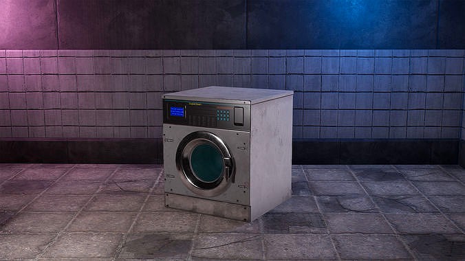 Cyberpunk Laundry Room Washing Machine Game-Ready 3d model