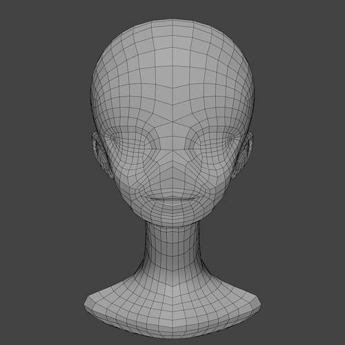 Low-poly anime girl head 3d model
