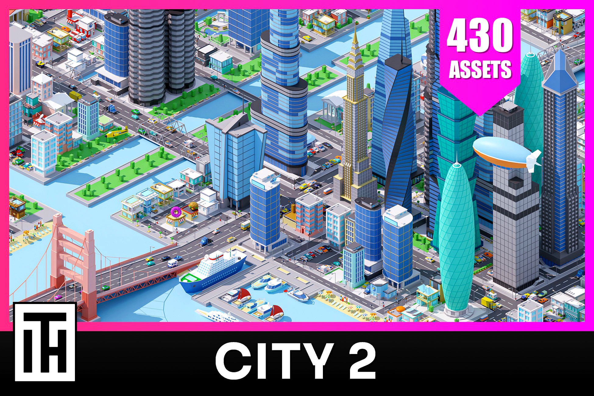 City 2 - Low Poly 3D Models Pack
