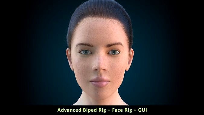 Cinematic Female 005 - Advanced Body Rig - Face Rig - GUI 3d model