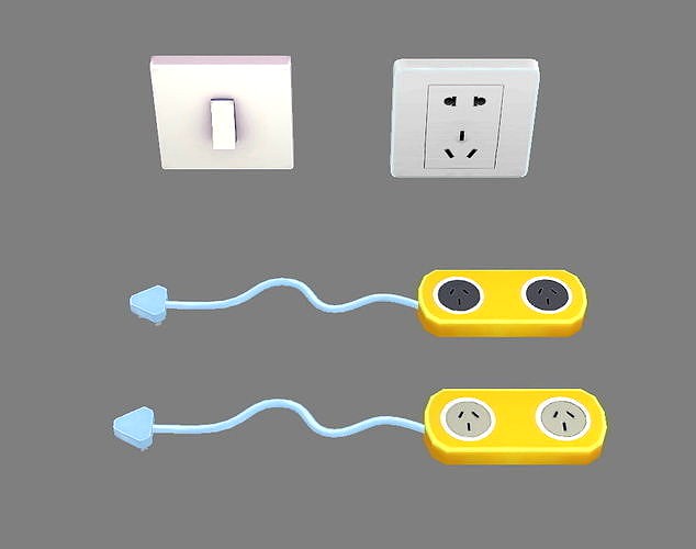 Cartoon Switch and Sockets 3d model