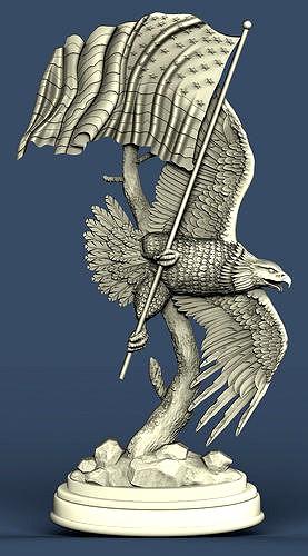 3d STL model for CNC US flag eagle