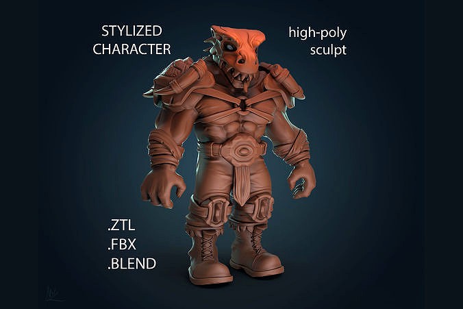 Caiman - high-poly character sculpt 3d model