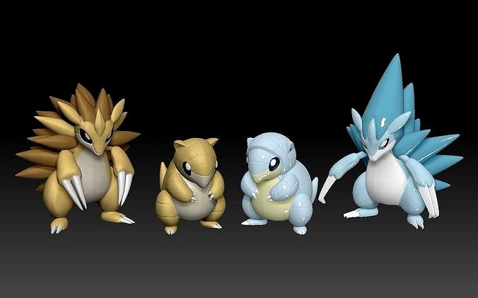 Pokemon Sandshrew and Sandslash - Alolan form included | 3D model