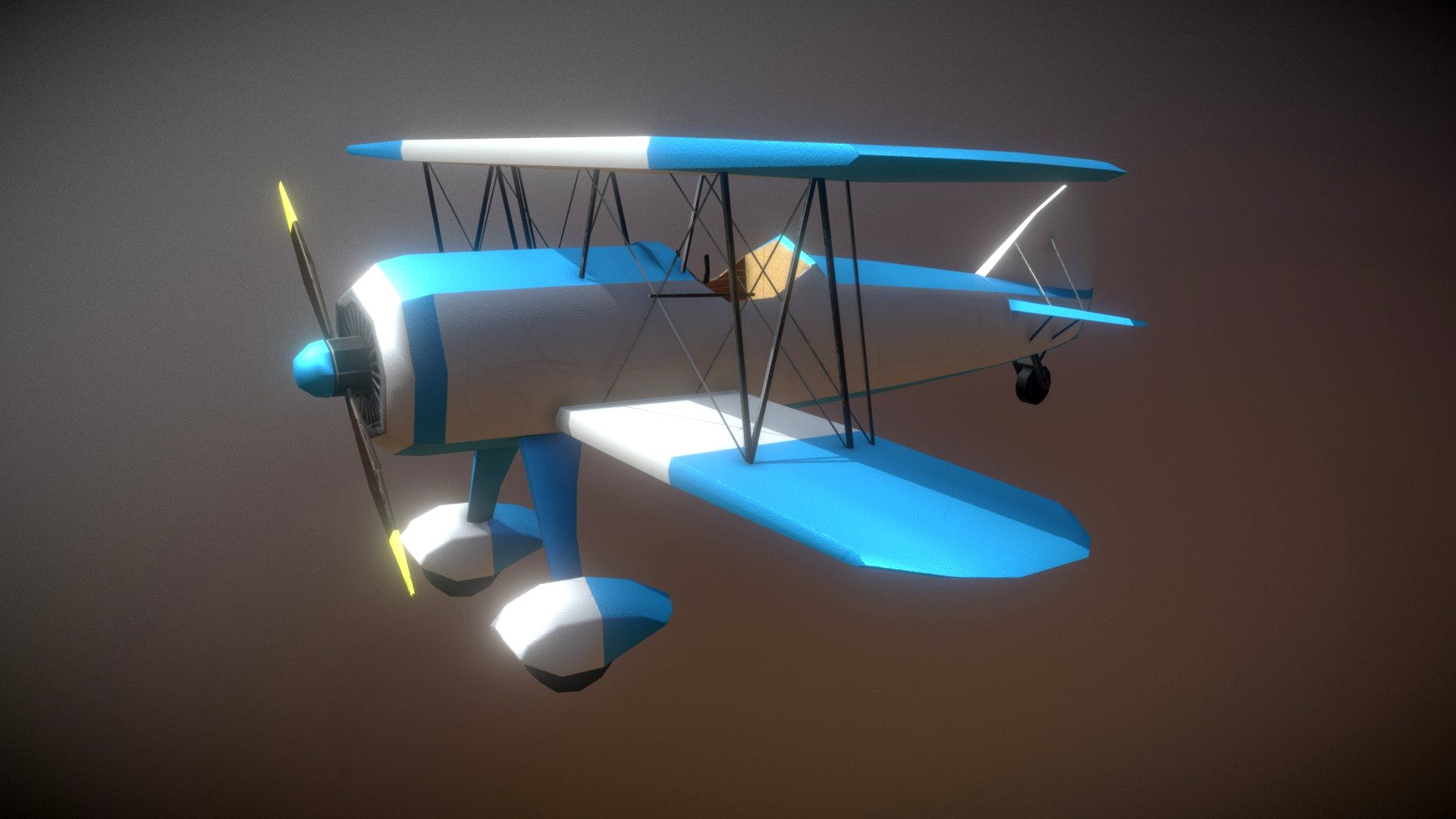 Game Ready Aeroplane Blue Low Poly 3d model