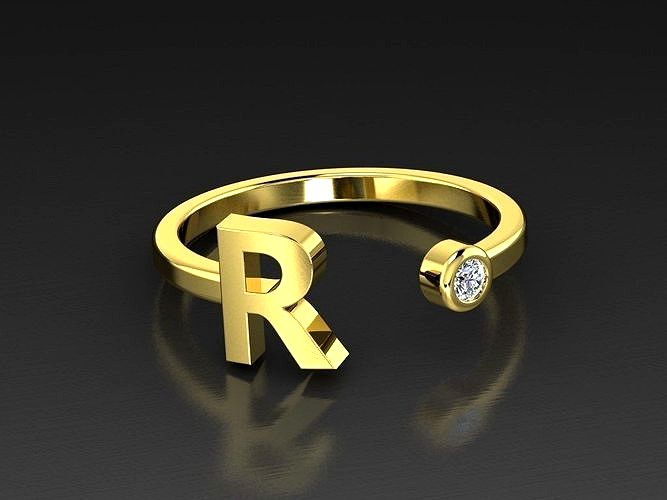 Solid Alphabet Jewelry Rings Letter R | 3D model