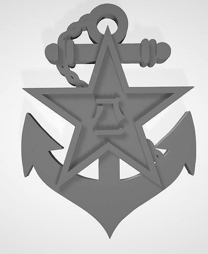 Chinese PLA Navy Type 50 Cap Badge | 3D model
