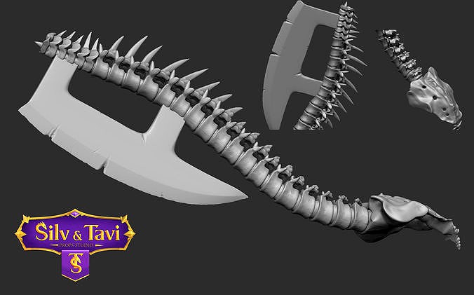 spinal axe Bone Axe fantasy weapon | 3D model