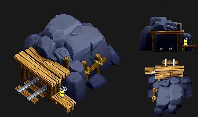 Game-ready stylized mine 3d model