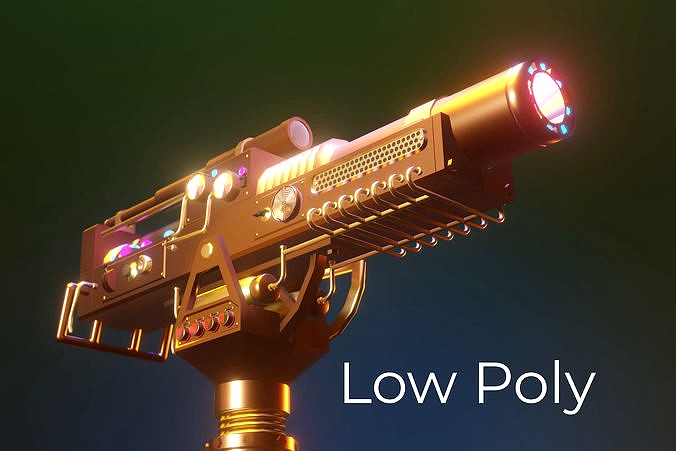 Futuristic steampunk heavy electro-beam emitter turret concept 3d model