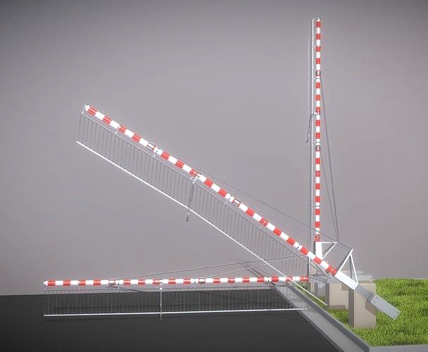 Railroad Barrier 7m Protective Grid High-Poly 3d model