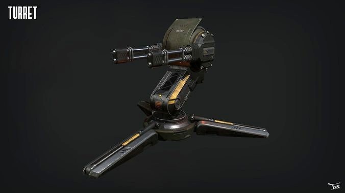 Turret Low poly Game Ready PBR 3d model
