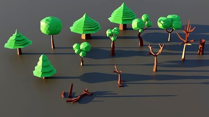 Tree Comic Look Asset Pack 3d model