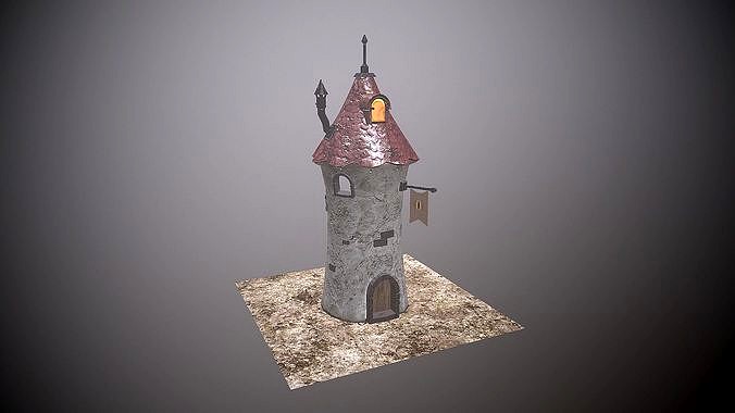 Stylized Tower lowpoly game ready 3d model