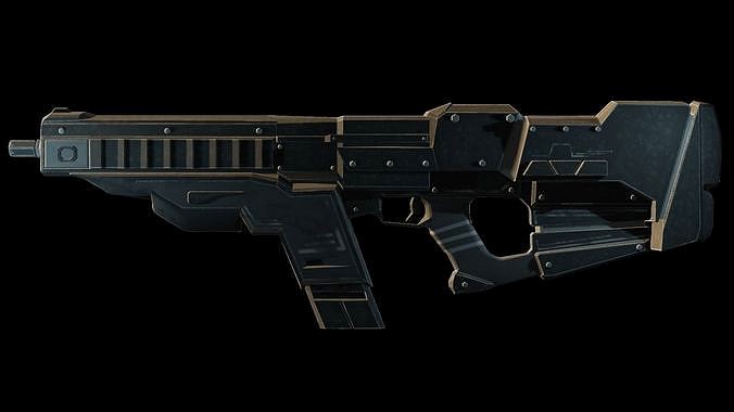 Futuristic Machine gun Low-poly 3d model