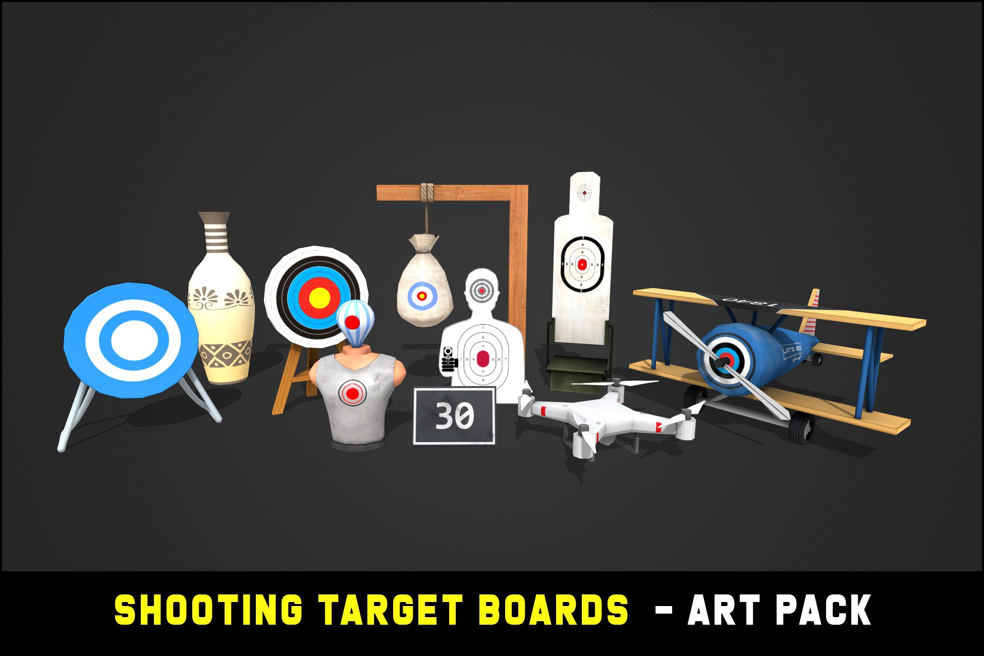 Shooting Target Boards - Art Pack 3d model
