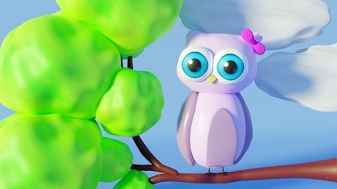 owl low-poly 3d model