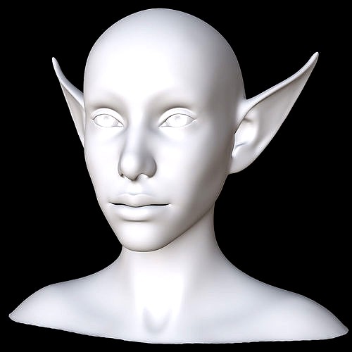 Base elf head with topology 3d model