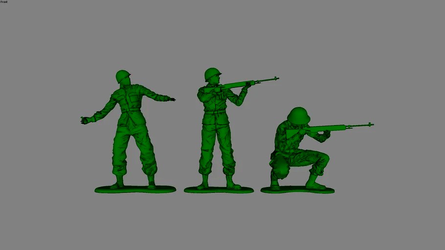 Green Plastic Army Men 3d model