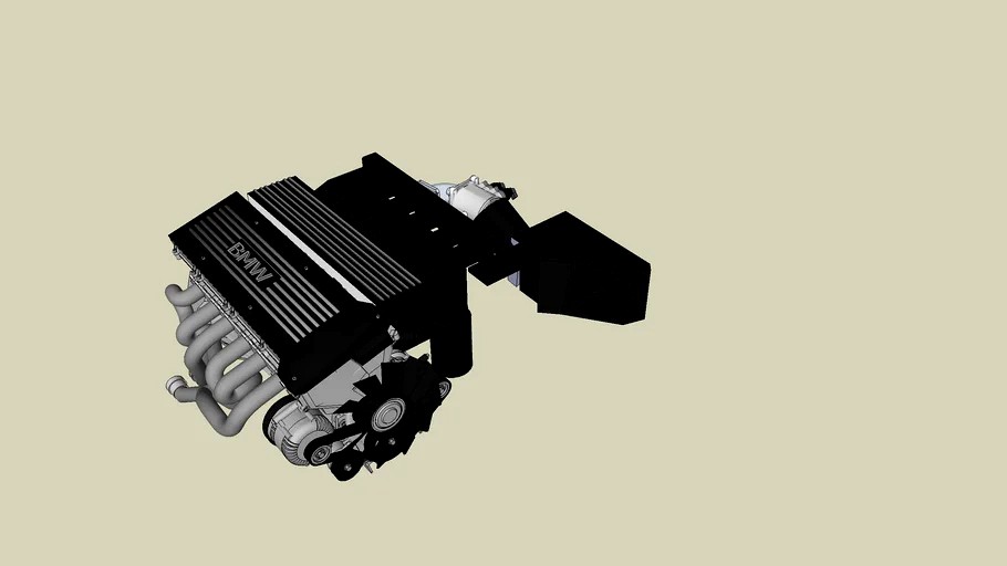 M52b28 engine E36 328i engine 3d model