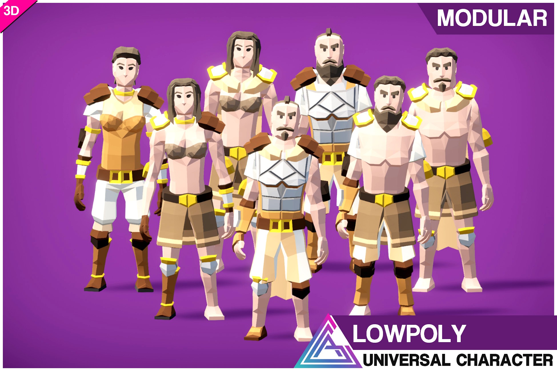 LOWPOLY - Universal Character (Modular) 3d model