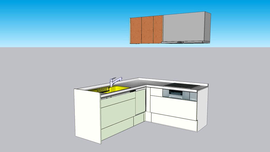 L shape panasonic kitchen set japan 3d model