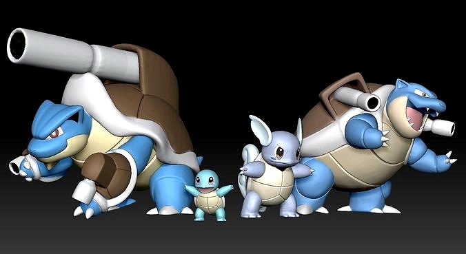 Pokemon Squirtle Wartortle Blastoise Mega Evolution | 3D model