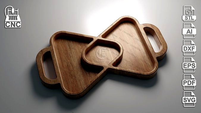 Triangles Serving Tray - Files for CNC | 3D model