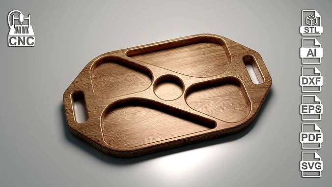 Serving Tray v2 - 3D STL file and vector files for CNC | 3D model