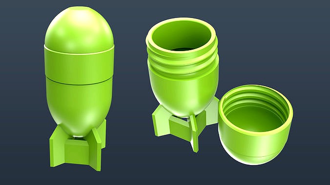 Bomb 3D print ready Container with Twist cap | 3D model