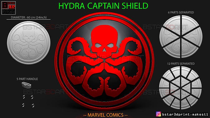 The Shield Hydra captain America - Hail Hydra - Marvel comics | 3D model