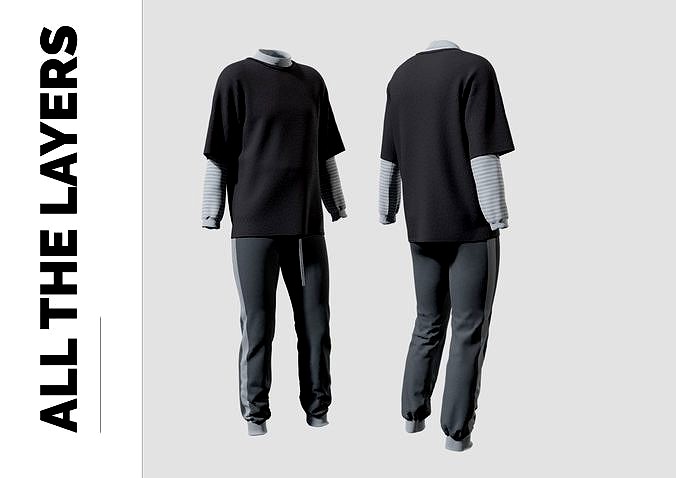 ALL THE LAYERS - Oversized Streetwear Garment Marvelous Designer 3d model